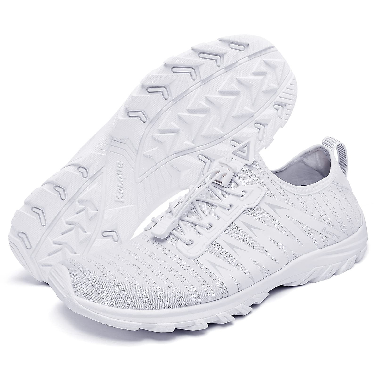 Racqua Mens&Womens Water Shoes Swim Shoes Beach Sport Quick-Dry Aqua Shoes Barefoot for Boating Fishing Hiking Diving Surfing Pool River White 7.5W/6.5M