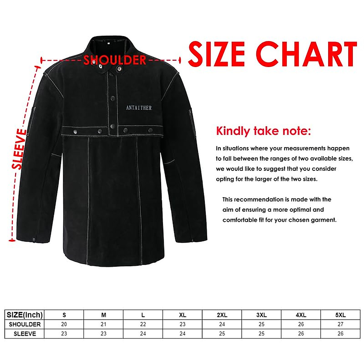 ANTAITHER Split Cowhide Leather Welding Cape Sleeve with Removable 20" Apron - Black, Heat and Flame Resistant (M)