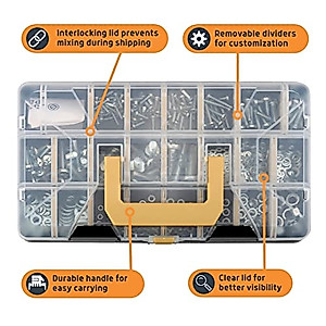 Jackson Palmer 2200 Piece Hardware Assortment Kit with Screws, Nuts, Bolts & Washers (3 Trays)