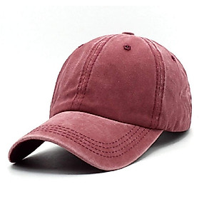 Unisex Vintage Washed Distressed Baseball Cap Twill Adjustable Dad Hat,C-burgundy,One Size