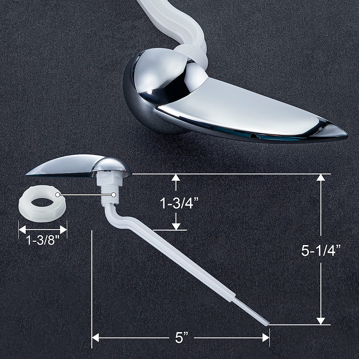 2 Pack Universal Toilet Flush Handle Replacement Kit, Compatible with American Standard Toilet Handle Parts Left Hand Trip Lever 738995-0020A Champion4, White Toilet Bowl Flusher Handles Repair Kit