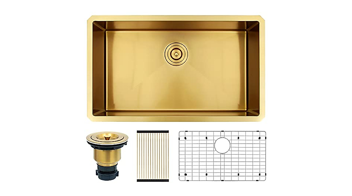 Gold Undermount Kitchen Sink - Lonsince 30x18 Inch