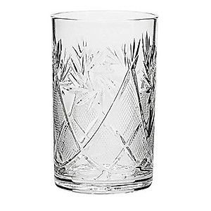 World Gifts Cut Crystal Drinking Glass for Hot/Cold Beverage Fits Russian Metal Glass Holder Podstakannik - USSR Soviet Glassware - 8.5 oz