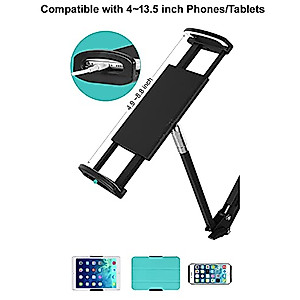 OHITEC Heavy Duty Phone/Tablet Metal Holder Universal Mobile Cell Smartphone Mount Lazy Bracket 360° Rotation Gooseneck Clamp Stand Flexible Long Arm (Desktop/Bedside, Long, Black)