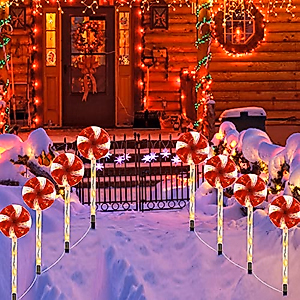 Mukum Christmas Pathway Lights Outdoor 4 Pack 15" 44 LED Solar Candy Cane Lights Outdoor Pathway with 3 Lighting Modes Outside Christmas Decorations for Walkway, Patio, Yard, Garden