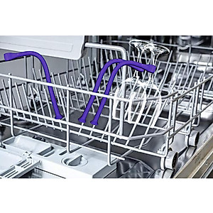 LiXiongBao 4 Pack Purple Silicone Adjust Stemware Goblet Saver Flexible Stemware Holder Dishwasher Wine Glass Protector Tether Silicone Dishwasher Attachment for Wine Glass,Champagne Glasses,Red Wine