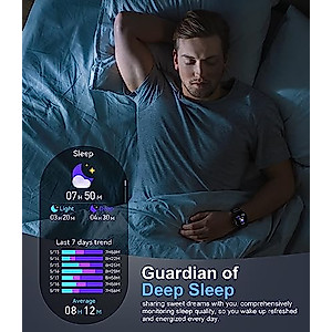 Smart Watch for Men Answer/Make Call,1.39''HD Touchscreen,400 mAh Battery,100 Sports Modes, 5ATM Waterproof Smartwatch with Heart Rate/SpO2/Blood Pressure Fitness Watch for Android/iOS Black