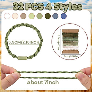 DIYDEC 32PCS Boho Hair Bracelets for Women Elastic Bracelets Hair Ties No Damage Hair Bands for Girls Thick Thin Long Curly Hair Accessories(B Style)