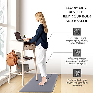 HappyTrends Kitchen Mat [2PCS] Cushioned Comfort Anti-Fatigue Floor Mat, Waterproof Non-Slip Kitchen Rugs, Thick Perfect Ergonomic Foam Standing mat for Kitchen, Home, Office, Laundry,Grey