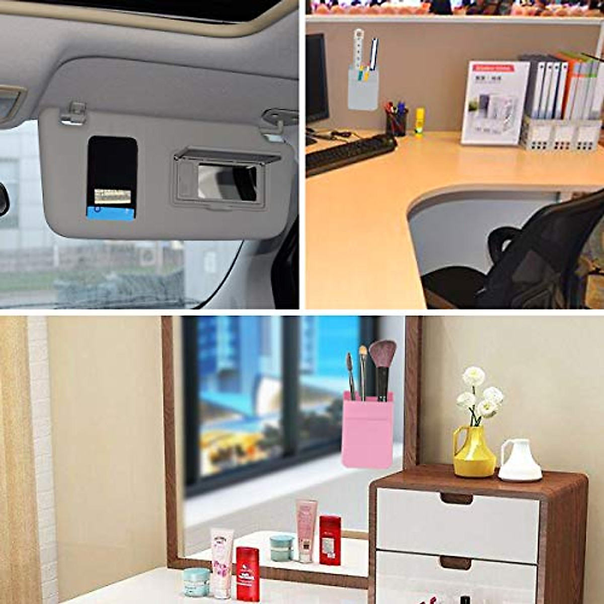 SHANSHUI Card Holder for Back of Phone, 5 PCS Double Cloth Slim Stretchy Phone Pocket Pouch Stick on ID Credit Card Wallet Compatible for iPhone 11 Pro Samsung Galaxy S10 and More(Black,Grey,Pink)