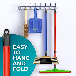 HELOMOR 2-Pack New Telescopic Metal Broom Handles, USA Standard Thread Refill Replacement Stick Pole, 59' Long and 1.87' Wide, Blue and Red Pull Broom