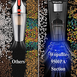 Wopulite Handheld Vacuum Cordless Hand Vacuum Cleaner Portable Car Vacuum 7000Pa Cyclonic Suction HEPA Filters,LED Light,Lightweight Small Hand vac Quick Rechargeable Li-ion Battery,Wet Dry for Home