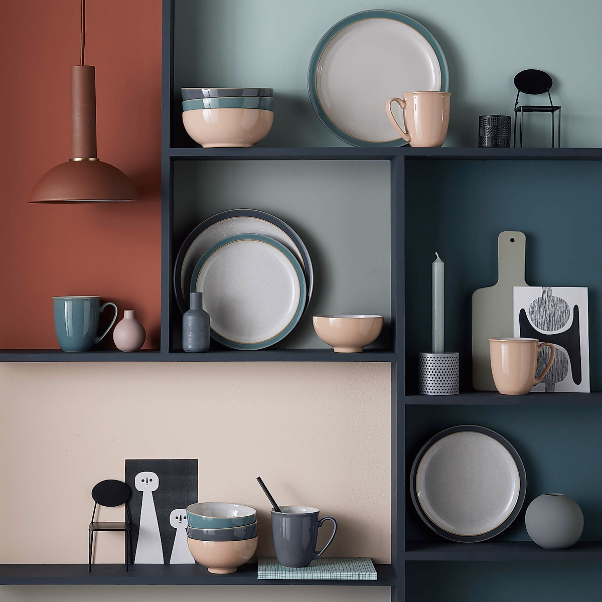 Denby - Elements Fossil Grey Cereal Bowls Set of 4 - Dishwasher Microwave Safe Crockery 820ml 17cm - Dark Grey, White Ceramic Stoneware Tableware - Chip & Crack Resistant Soup Bowls