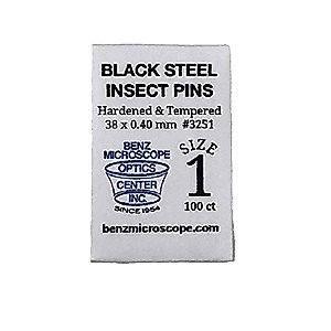Premium Black Enameled Steel Insect Pins, Size 1, Pack of 100