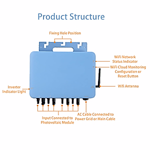 Solar Grid Tie Micro Inverter WiFi Control MPPT DC to AC 120V 230V Pure Sine Output Waterproof Solar Inverter (1500W)