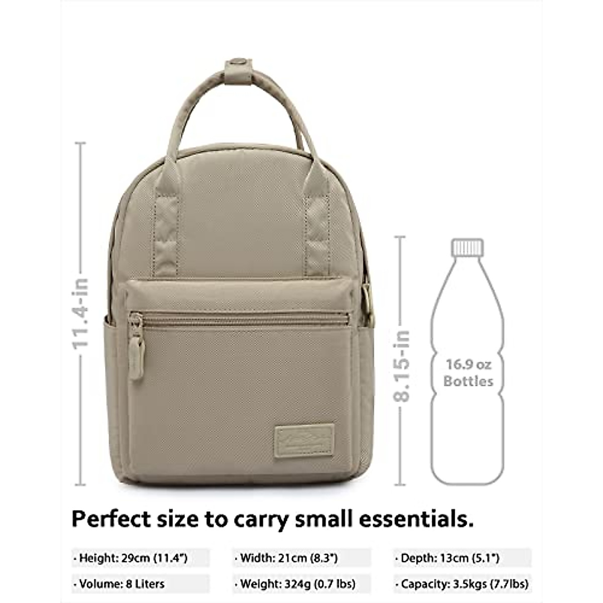 HotStyle 8811s+ Fashion Mini Backpack, Women' Small Backpacking Purse, Pastel Khaki