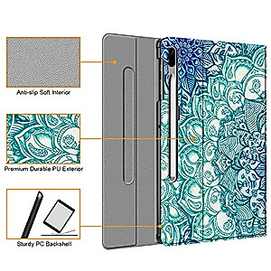 Fintie Keyboard Case for Samsung Galaxy Tab S8 Plus 2022/S7 FE 2021/S7 Plus 2020 12.4 Inch with S Pen Holder, Slim Stand Cover Detachable Wireless Bluetooth Keyboard, Emerald Illusions