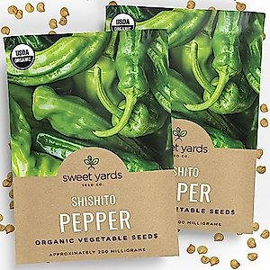 Organic Shishito Pepper Seeds – Two Seed Packets! – Approx 50 Open Pollinated Non-GMO Seeds – Sweet Yards Seed Co.