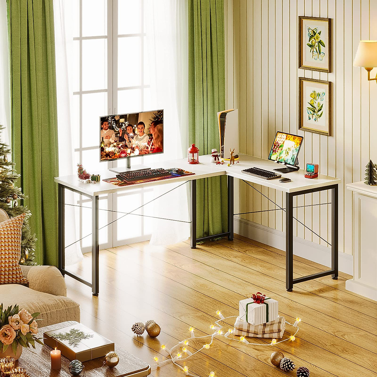 Coleshome 61" L Shaped Desk Computer Desk, L Desk Computer Corner Desk for Home Office Gaming Writing Workstation, Space-Saving, Easy to Assemble