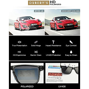 DUBERY Classic Square Polarized Sunglasses for Men/Women UV400 Protection Sun Glasses D805,Black/Black