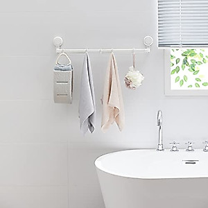 ZWTNBFST Bath Towel Bar with Transportable Hooks Waterproof Drill-Free Suction Cup Towel Rack Wall Mounted Removable Heavy Duty Hand Towel Holder for Bathroom Kitchen