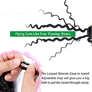 4 Packs Faux Locs Crochet Hair 36 Inches locs Super Long New Soft Locs Crochet Braids Pre-looped Curly Wavy Goddess Locs Braiding Hair for Women Synthetic Hair Extensions （18 strands/pc，#1B）