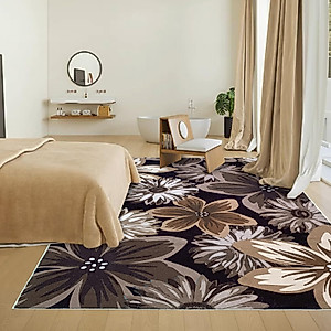 USTIDE Washable Area Rug 5' x 7' Floral Rug Area Rugs Non-Slip Flower Rug Indoor Floor Mat Low Pile Large Rugs for Living Room, Bedroom, Farmhouse, Dining Room, Kids Playroom