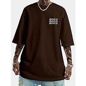 SOLY HUX Men's Letter Graphic Tees Casual Printed Short Sleeve T Shirts Crew Neck Summer Oversize Shirts Tops for Guys Chocolate Brown M