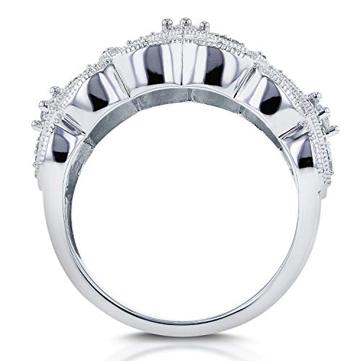 Kobelli Diamond Antique Style Filigree Wide Anniversary Ring 1/2 carat (ctw) in 10K White Gold, Size 10, White Gold