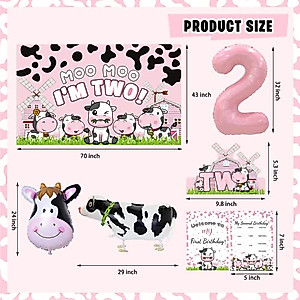 Cow Birthday Party Decorations for 2 Year, 110 Pcs Party Supplies Balloons Garland Arch Kit for Mens - Backdrop, Cake, and Cupcake Toppers, Latex Balloon, Foil Balloon, Hanging Swirls