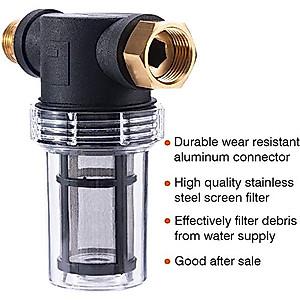 OWLEEN Sediment Filter Attachment Line Water Hose Filter, Garden Hose Filter for Pressure Washer Inlet Water