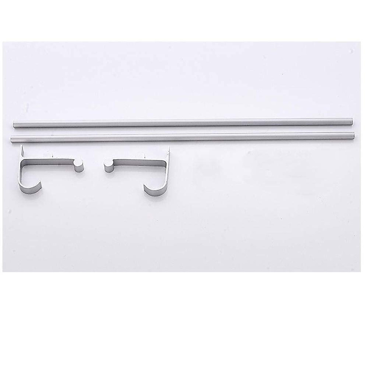 NERDOH Space Aluminum matt Double Rod with Hook Silver White Multifunctional Wall-Mounted Towel Rack-Length 40CM Wall Mounted Towel Bar Hanging for Kitchen Bathroom Cupboard