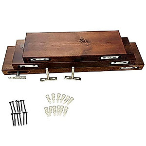 Mark One Home Goods Rustic Farmhouse 3 Tier Floating Wood Shelf - Floating Wall Shelves (Set of 3), Hardware and Fasteners Included (Dark Walnut, 3 Tier)