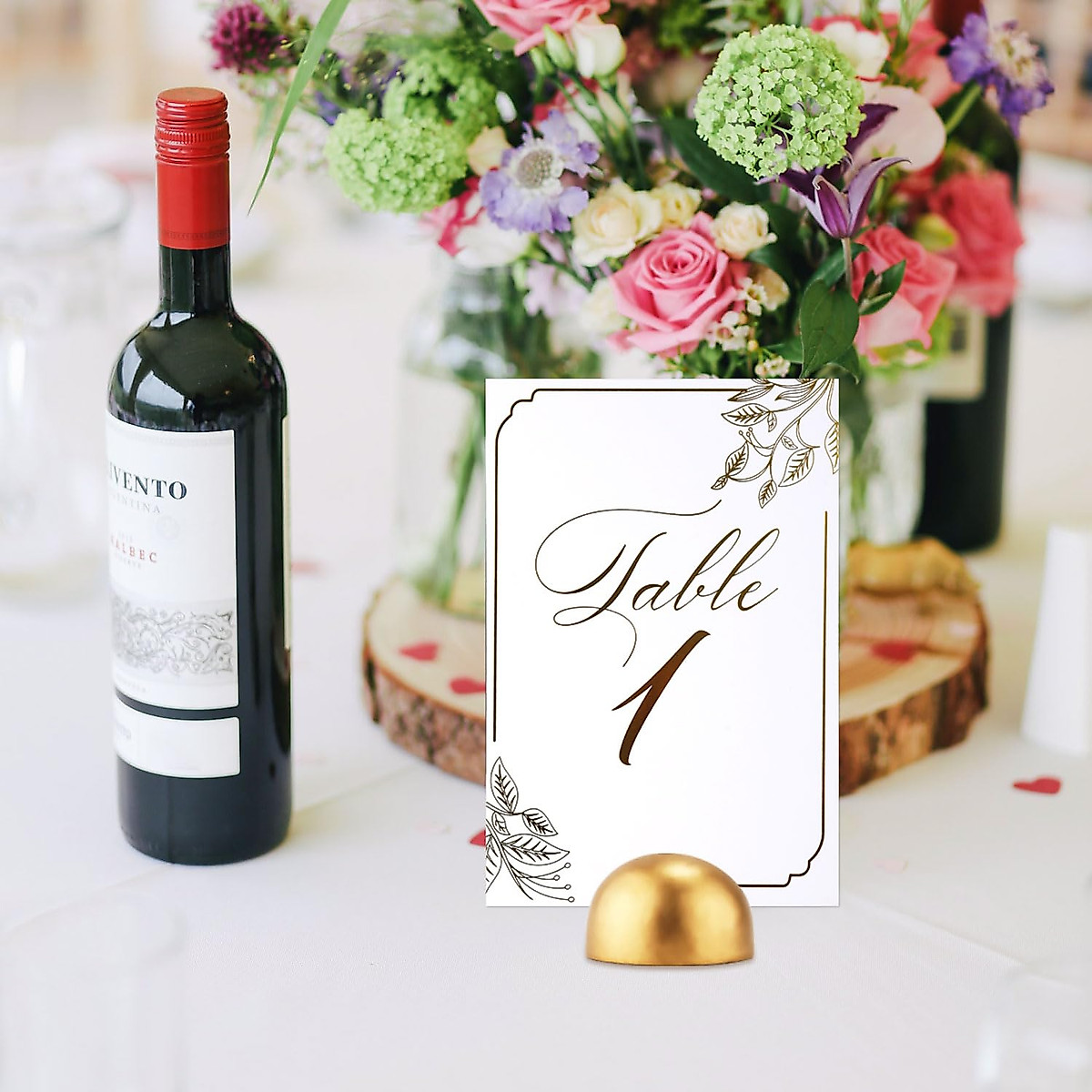 12pcs Round Table Number Stands, Modern Place Card Holders Table Number Clips Table Number Holders for Wedding Reception Anniversary Birthday Party Banquet (Gold)