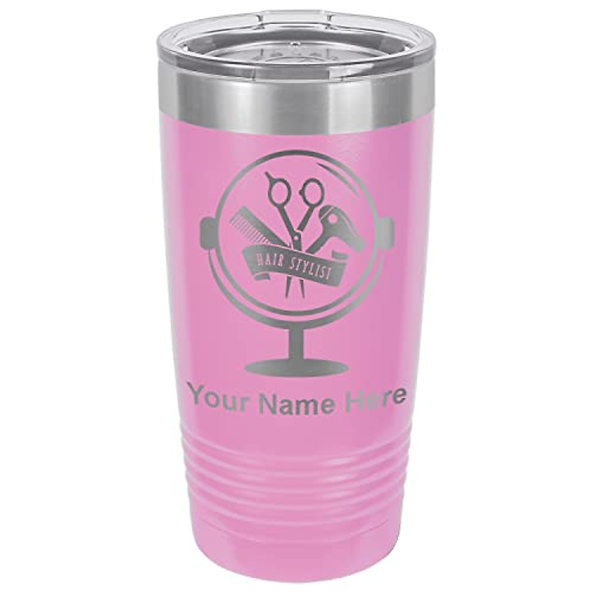 LaserGram 20oz Vacuum Insulated Tumbler Mug, Hair Stylist, Personalized Engraving Included (Light Purple)