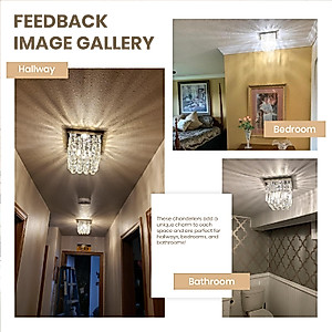 Moooni Chandelier, Hallway Crystal Chandelier, 1-Light Mini Modern Square Flush Mount Ceiling Light Fixture for Closet Foyer W8