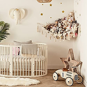 TIDYTEDS Macrame DreamLights Boho Stuffed Animal Storage Net for Stuffed Animals (Extra Large) and Stuffed Animal Net or Hammock for Small Stuffed Animals or Plushies. Plush Cream Toy Storage Holder