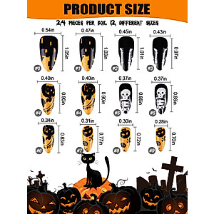 144PCS Halloween False Nails, Lorvain Halloween Artificial Nails Acrylic Full Cover Nails Fake Fingernails Press on Nails with 6PCS Nail Glue for Women Girls DIY Nail Art Salon Home (Almond)