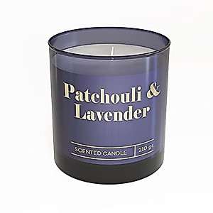 RAKLE Candles for Home Scented – Patchouli Lavender Scented Candle 7.4 oz – Premium Soy Wax Blend Candle Jar with Lid for Home, Meditation, Aromatherapy – Delightful Long Lasting Scents