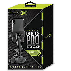 Bracketron HD Phone Dock PRO Dash and Window Metal Clamp Mount, Phone Holder for Car, Universal Phone Mount for Phones up to 3.5 Inches Wide