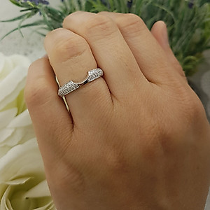 Dazzlingrock Collection 0.25 Carat (Cttw) 14K Round Diamond Women Wedding Enhancer Ring Guard Ring 1/4 CT, White Gold, Size 8