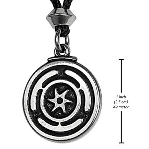 Pewter Wheel of Hecate Goddess Symbol Pendant Necklace