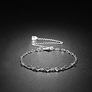 Cutesmile Fashion Jewelry 925 Sterling Silver Love Heart Angel Wings Chain Anklet