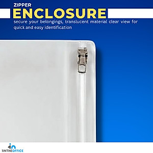 1InTheOffice Clear Pencil Pouch For 3 Ring Binder, Ring Binder Pockets with Zipper, Vinyl, 4 Pack