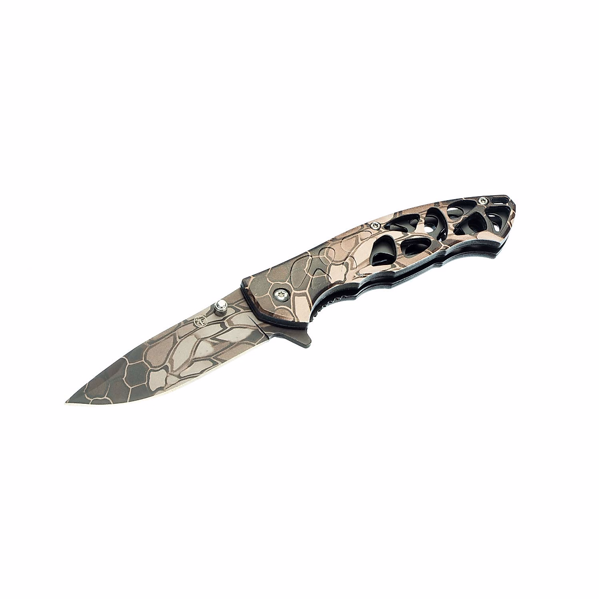 SE Spring Assisted Drop Point Folding Knife with Brown Snake Skin Design - KFD20022-1