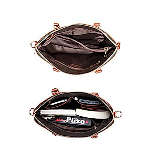 La Reina Women's Genuine Leather Handmade Handbags Shoulder Tote Organizer Top Handles Crossbody Bag Satchel Designer Purse, Crocodile Pattern (TAN)