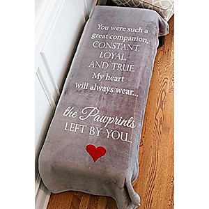 Pawprints Left by You Pet Memorial Blanket with Heartfelt Sentiment - Comforting Pet Loss/Pet Bereavement Gift (Non Personalized)