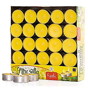 Tealight Citronella Candles - Anti Mosquito Candle - 4 Hour Burn - 100 Pack - DEET Free
