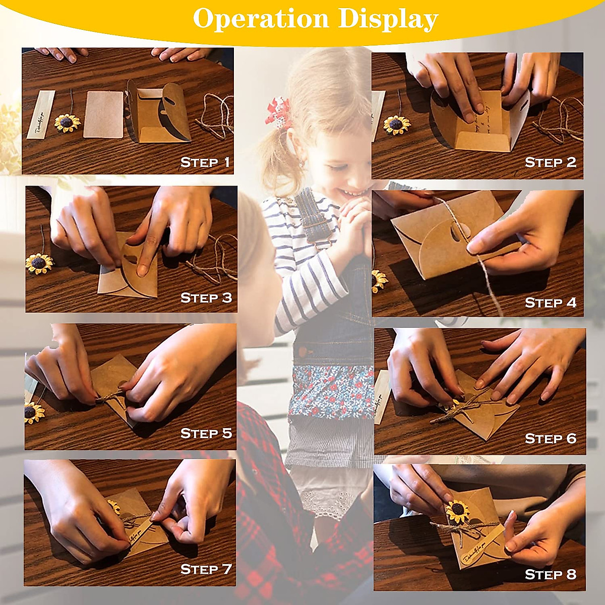 Yayatty Pack of 60 PCS Greeting Card Invitation Cards Retro Kraft Paper Card, 6 Style Birthday Card Thank You Card with Dried Flowers for Christmas Birthday, 4.1 x 2.8 Inch