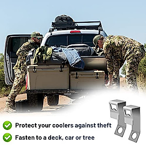 Omoojee Cooler Lock Bracket, 2 Pack with Bottle Opener, Tie Down Kit Made of Durable Stainless Steel, Compatible with Yeti/RTIC Coolers